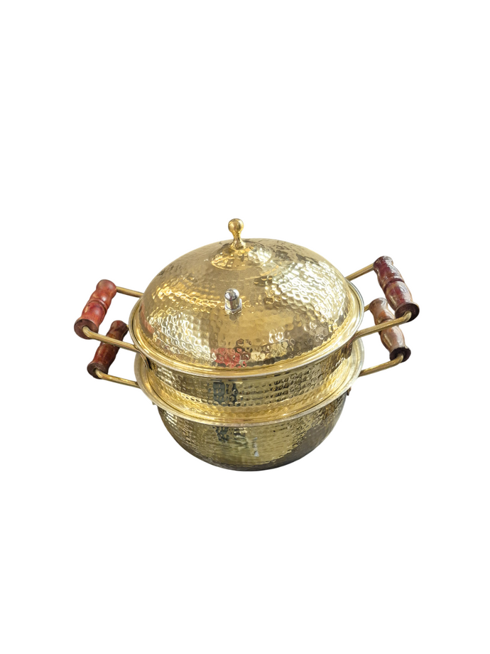 Pure Brass Steamer, Momo Steamer or Modak Patra, Kalai Coating, 2 Tier ...